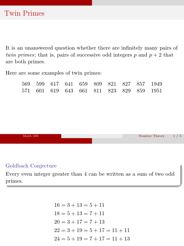 Goldbach Conjecture | PDF | Prime Number | Numbers