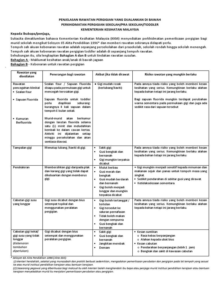 Borang Consent Sekolah | PDF