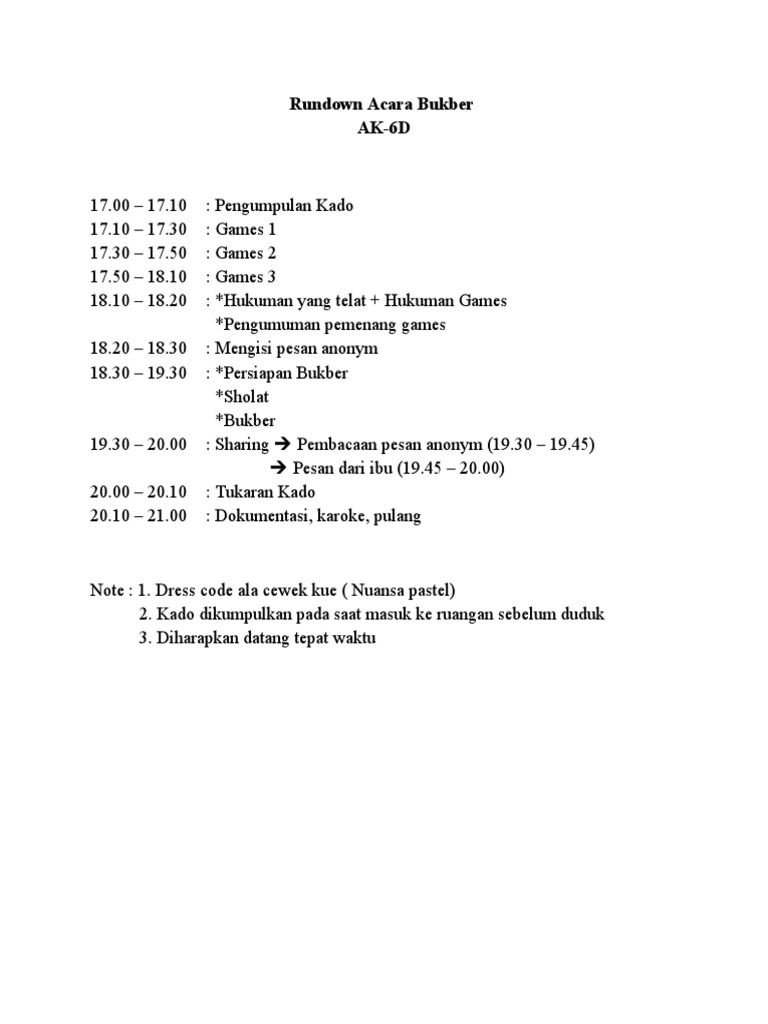 Rundown Acara Bukber | PDF
