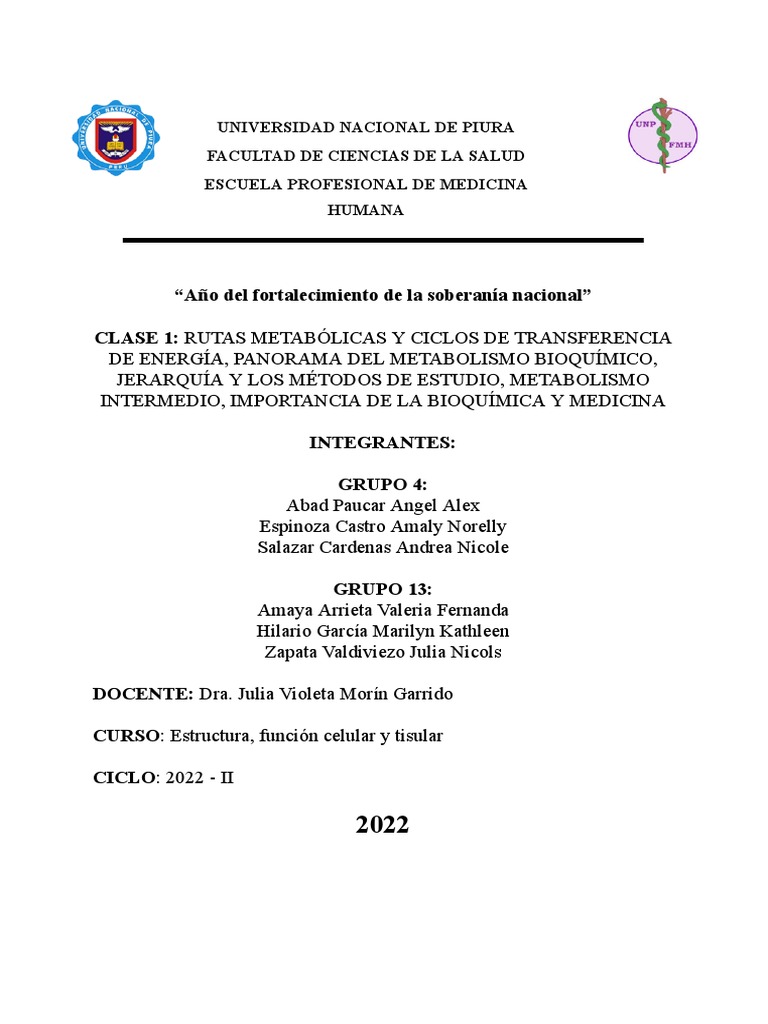 CLASE 1 - RUTAS METABÓLICAS (Corregido) | PDF