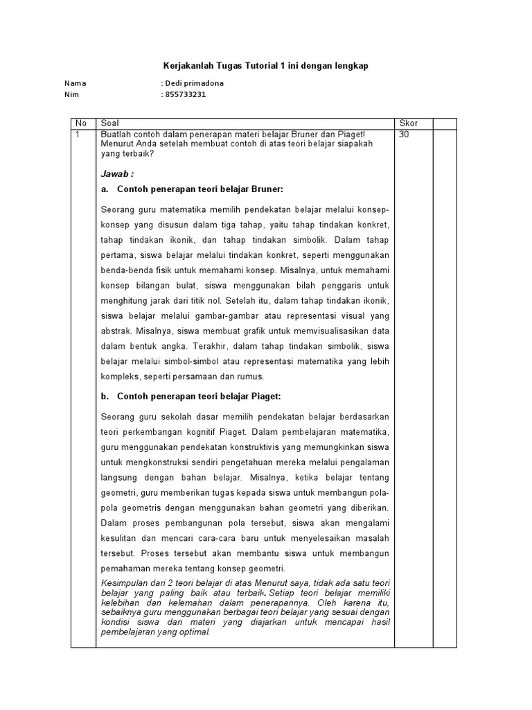 Dedi Primadona (Tugas Tuton 1 PDGK4202.) | PDF