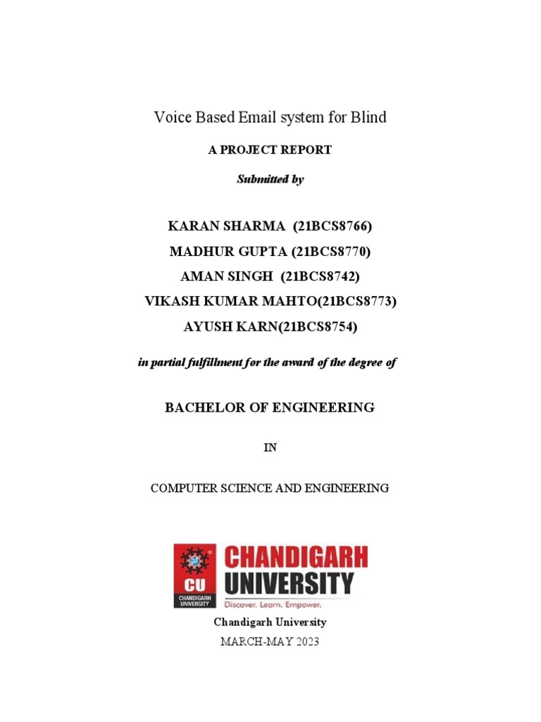 Project Report (Voice Based Email System For Blind) | PDF