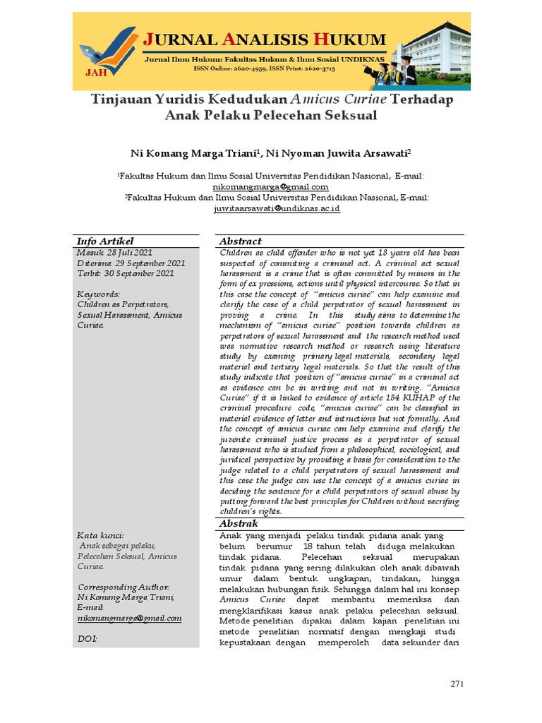 Amicus Curiae & Anak Pelaku Seksual | PDF