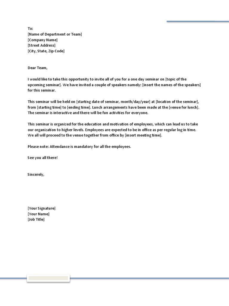 Office Seminar Invitation Letter | PDF