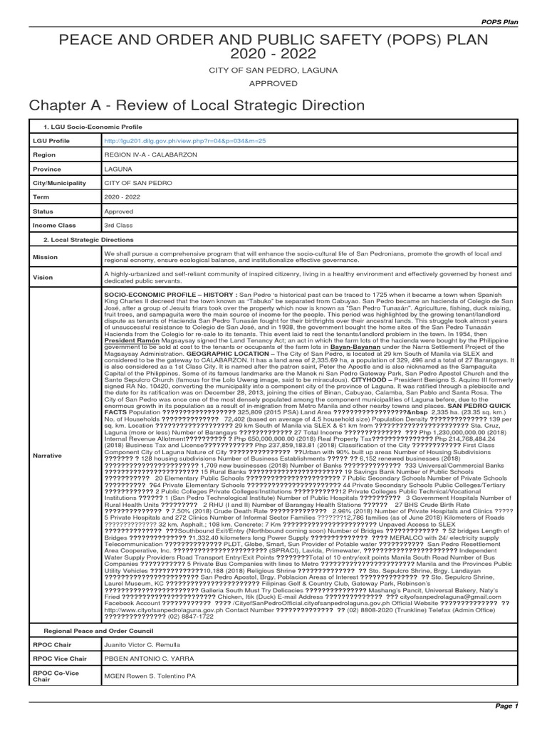 POPS Plan 2020-2022 | PDF | Traffic Collision | Crimes