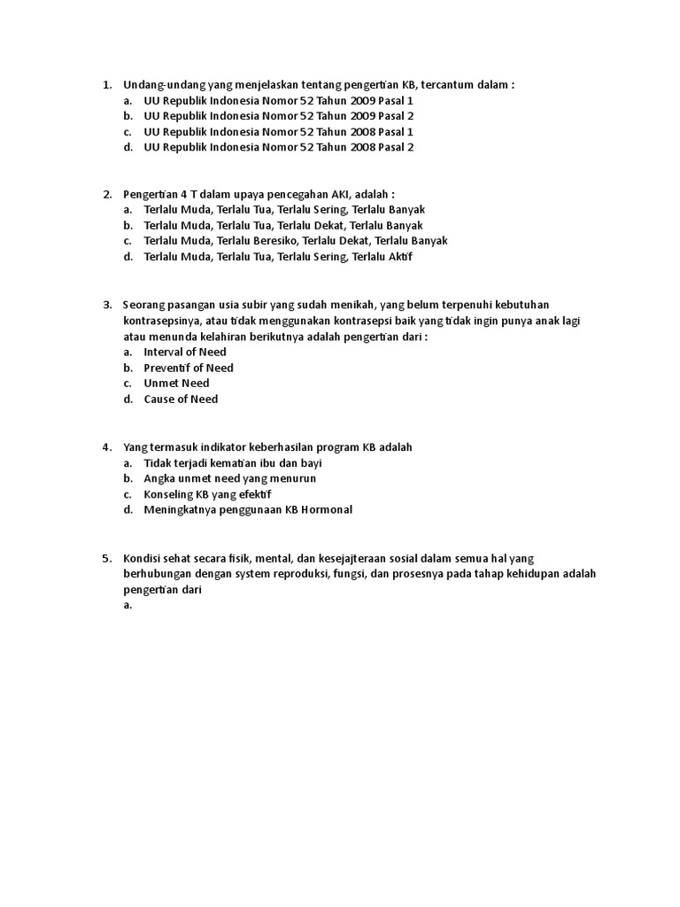 Soal KB Dan Kespro | PDF