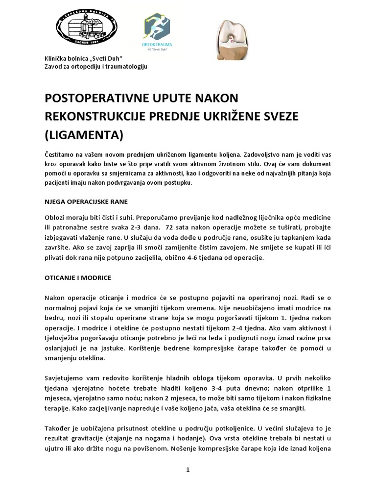 Postoperativne Upute ACL | PDF