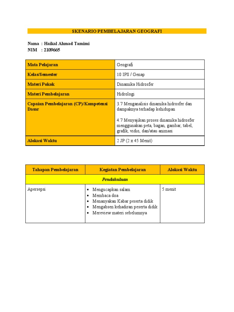 Rancangan Skenario Pembelajaran | PDF