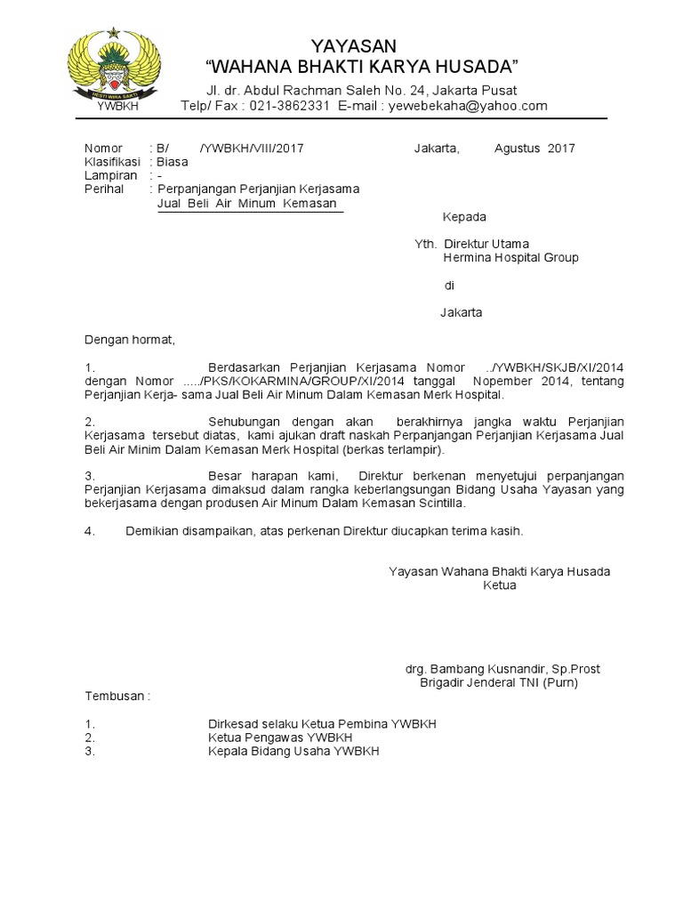 Surat Peperpanjangan Pks DGN Kokarmina 2017 | PDF