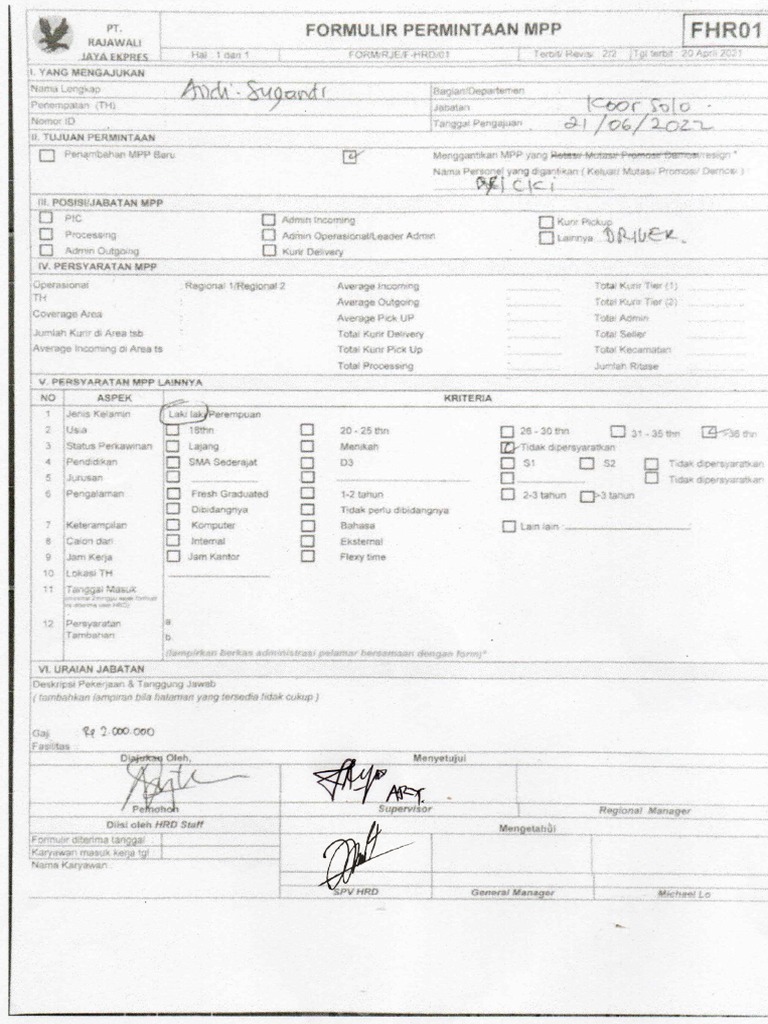 Pengajuan MPP Driver | PDF