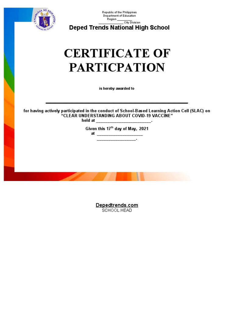 Certificate of Participation in SLAC Event | PDF