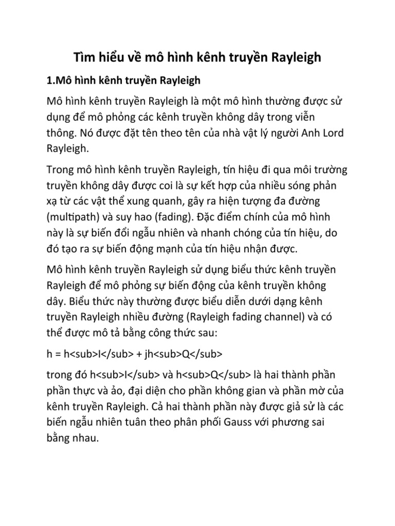 Mô hình kênh truyền Rayleigh | PDF