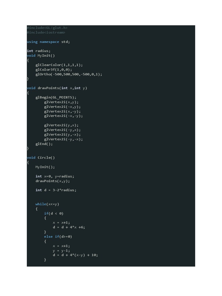 CG - Bresenham's Circle Drawing Algorithm | PDF