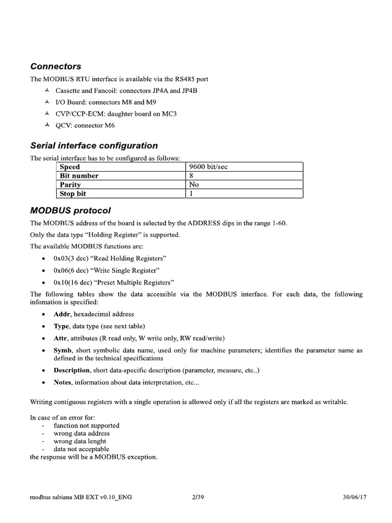 Modbus Table York Yhk | PDF