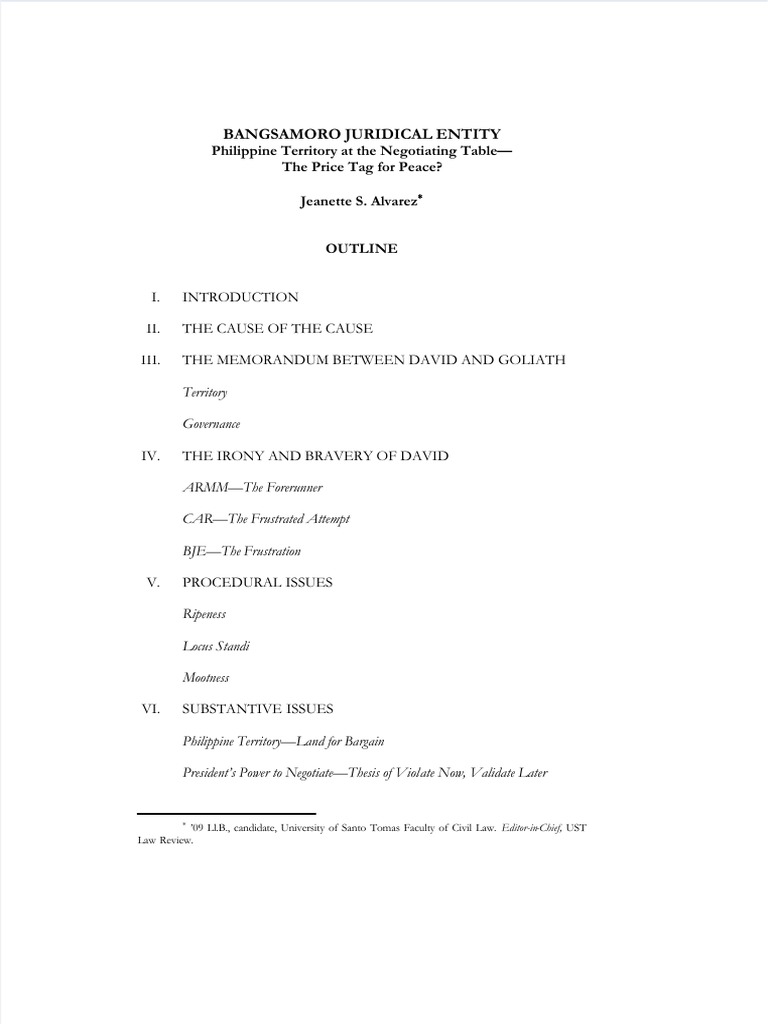 Bangsamoro Juridical Entity Overview | PDF