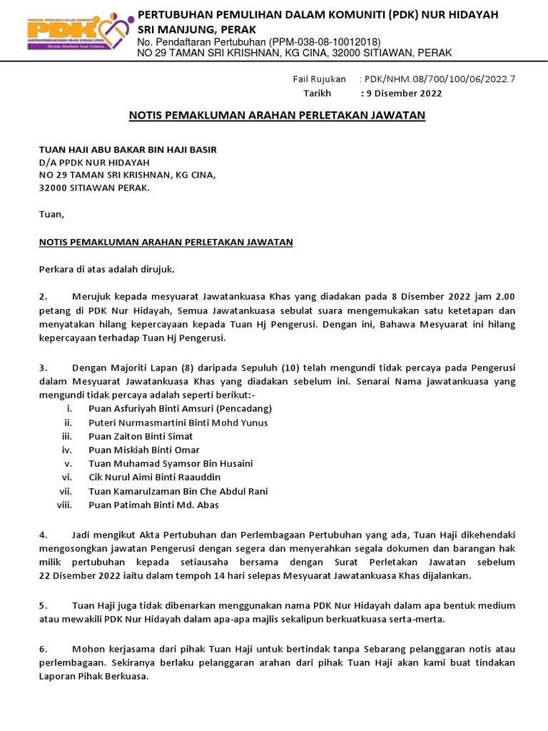 Notis Arahan | PDF