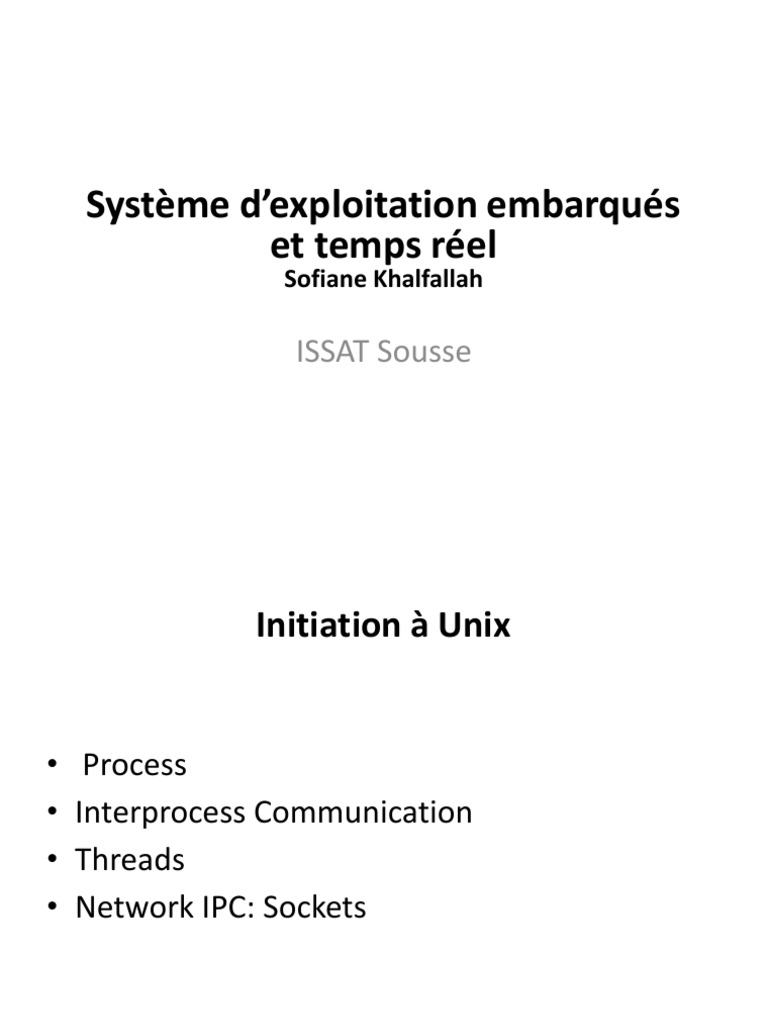 Système Exploitation Embarqués Temps Réel Part 1 2023 ISSAT Bis | PDF