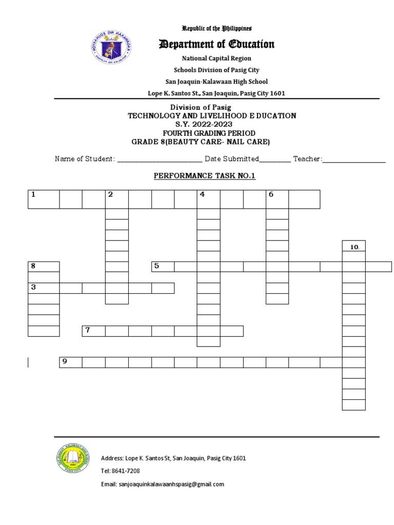 Grade 8 Beauty Cail Performance Task 1 | PDF | Nail (Anatomy) | Foot