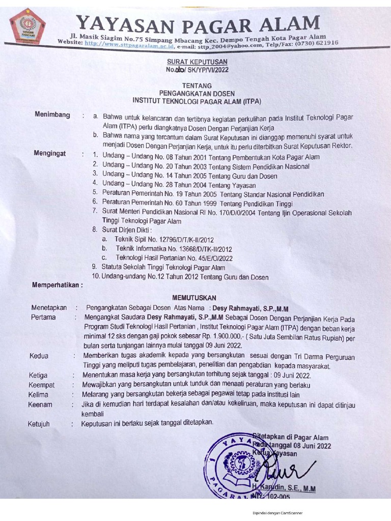 SK Dosen Desy Rahma | PDF