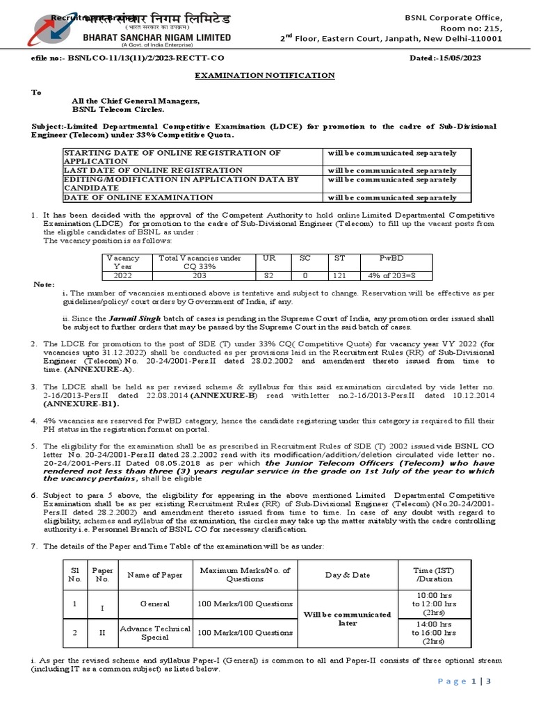 15 05 2023 Notification Ldce Sdet | PDF | Online And Offline | Multiple Choice