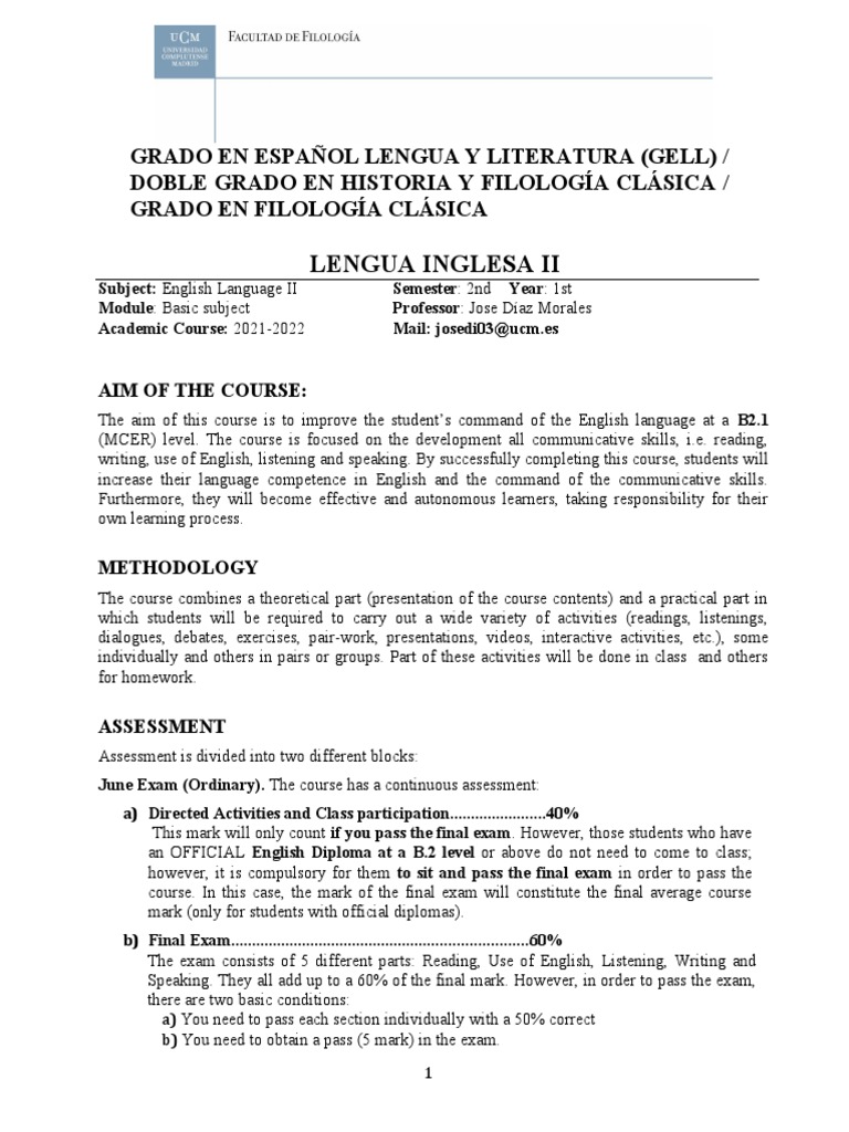 Improving English Language Skills at the B2 Level: Syllabus for English ...