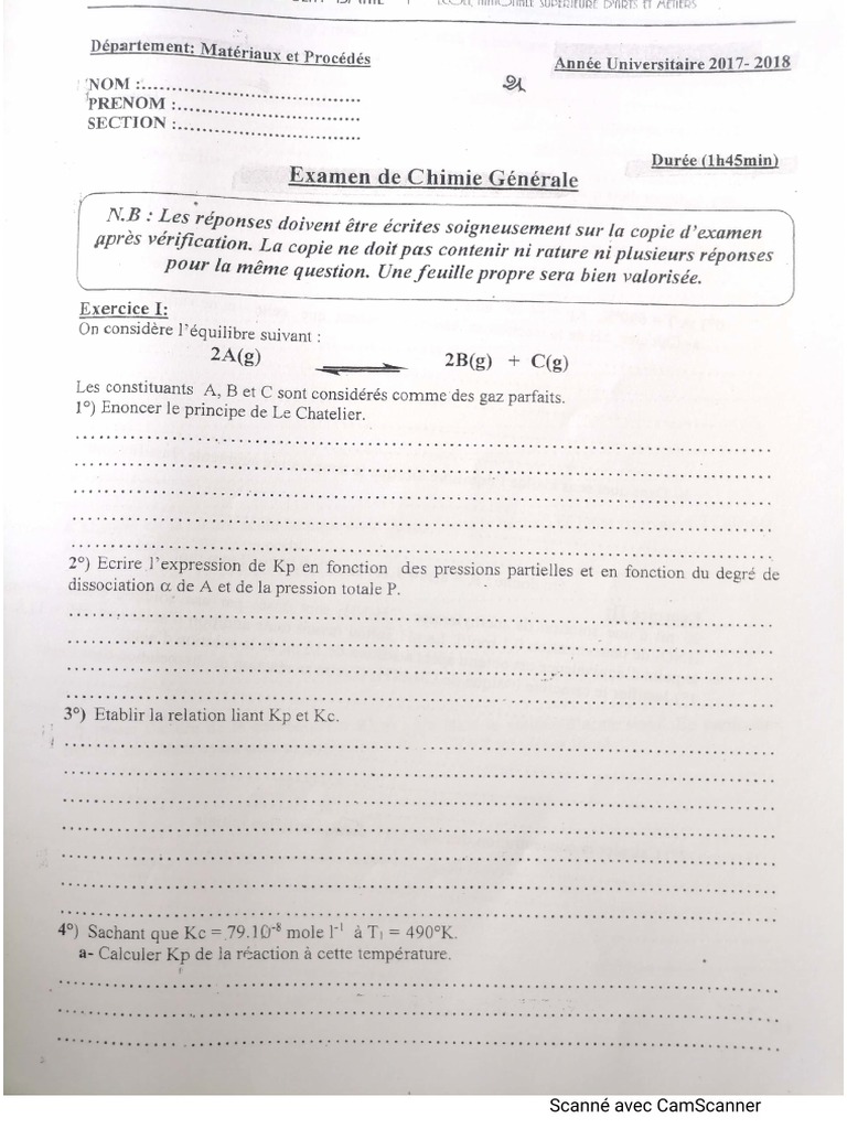 Examens Chimie | PDF