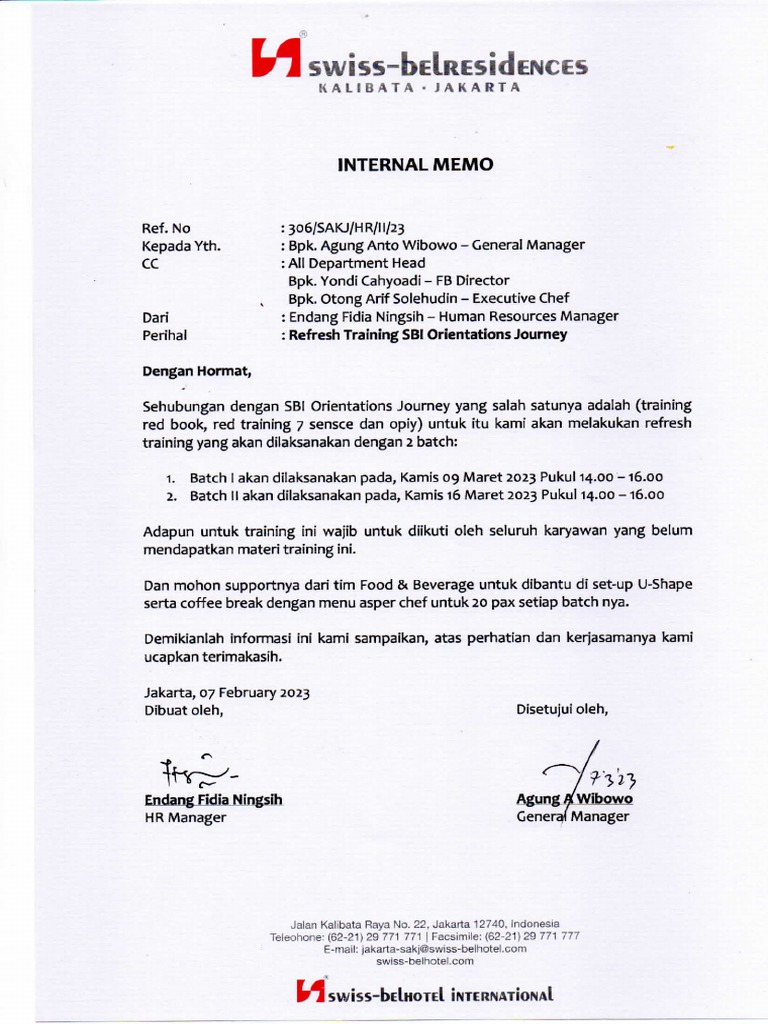 Internal Memo Training SBI Orientation Journey | PDF