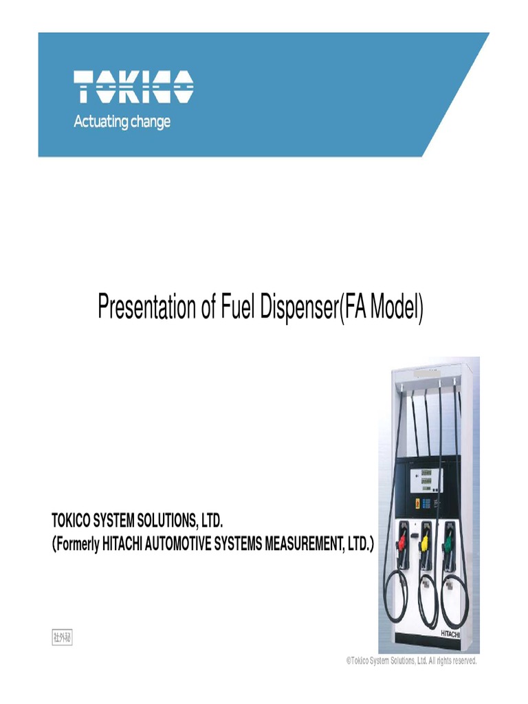 Tokico Fuel Dispenser Overview | PDF | Pump | Filling Station