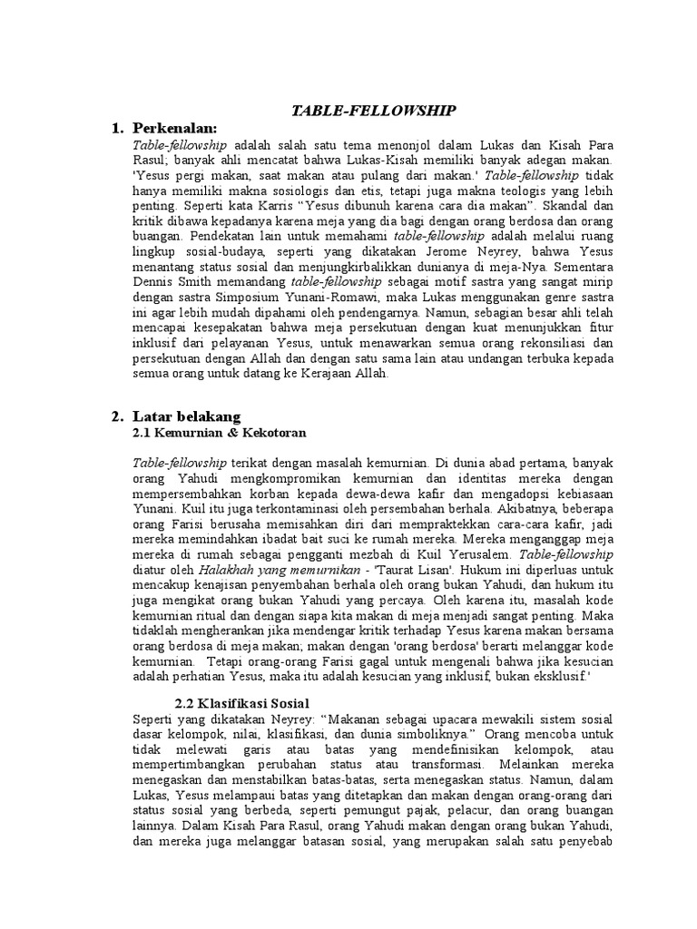 TABLE FELLOWSHIP - Edited | PDF