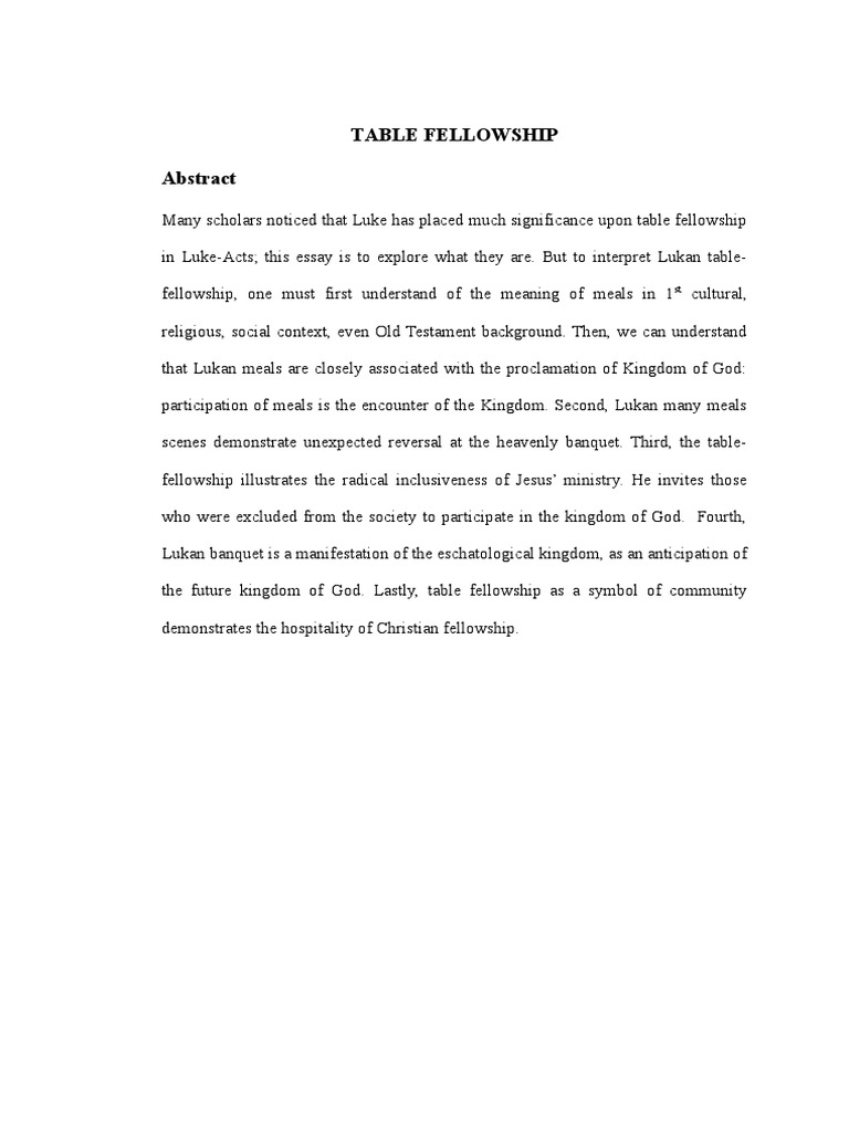 Table Fellowship | PDF