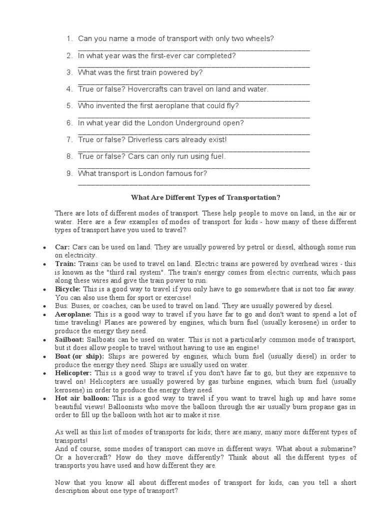 facts about transport | PDF