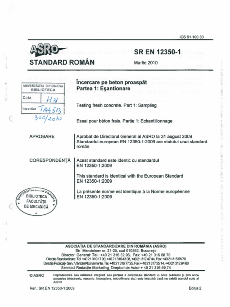 SR en 12350-1 2009 Incercare-Lab7 | PDF