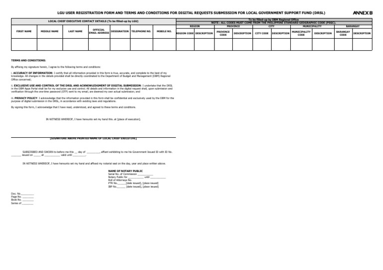ANNEX B LGU User Registration Form | PDF