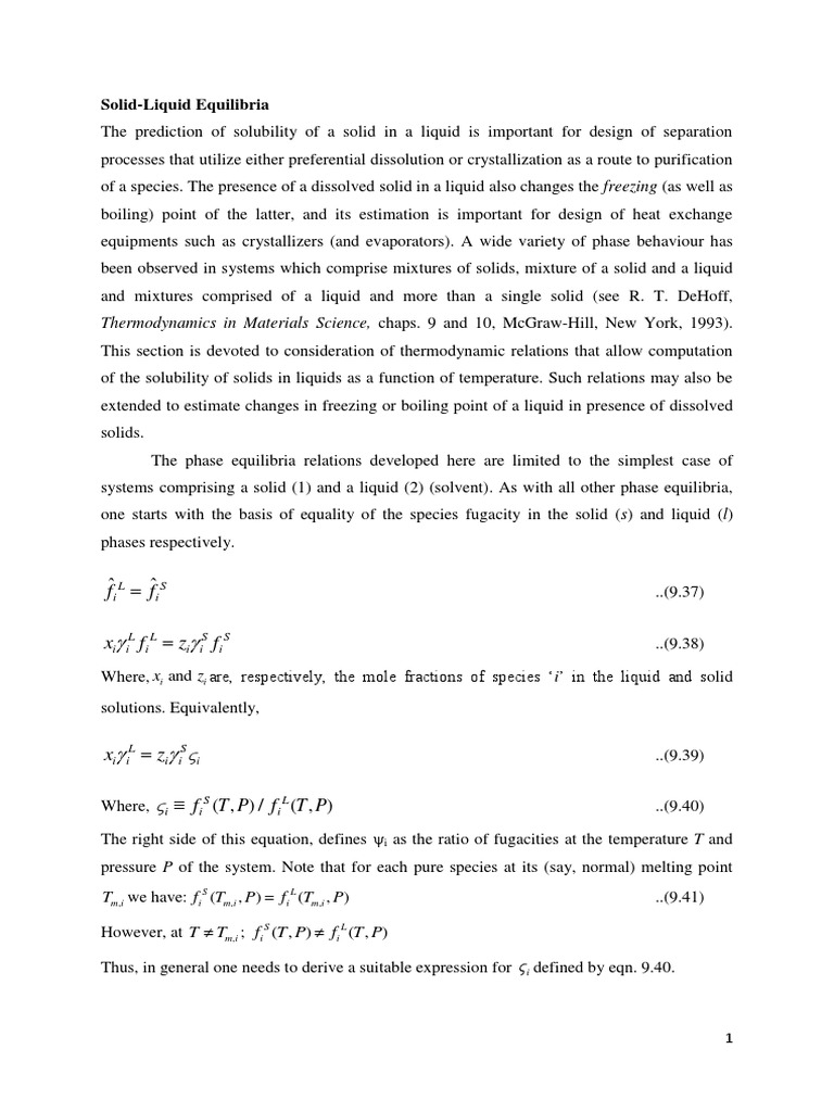 SLE Notes | PDF | Phase (Matter) | Solubility