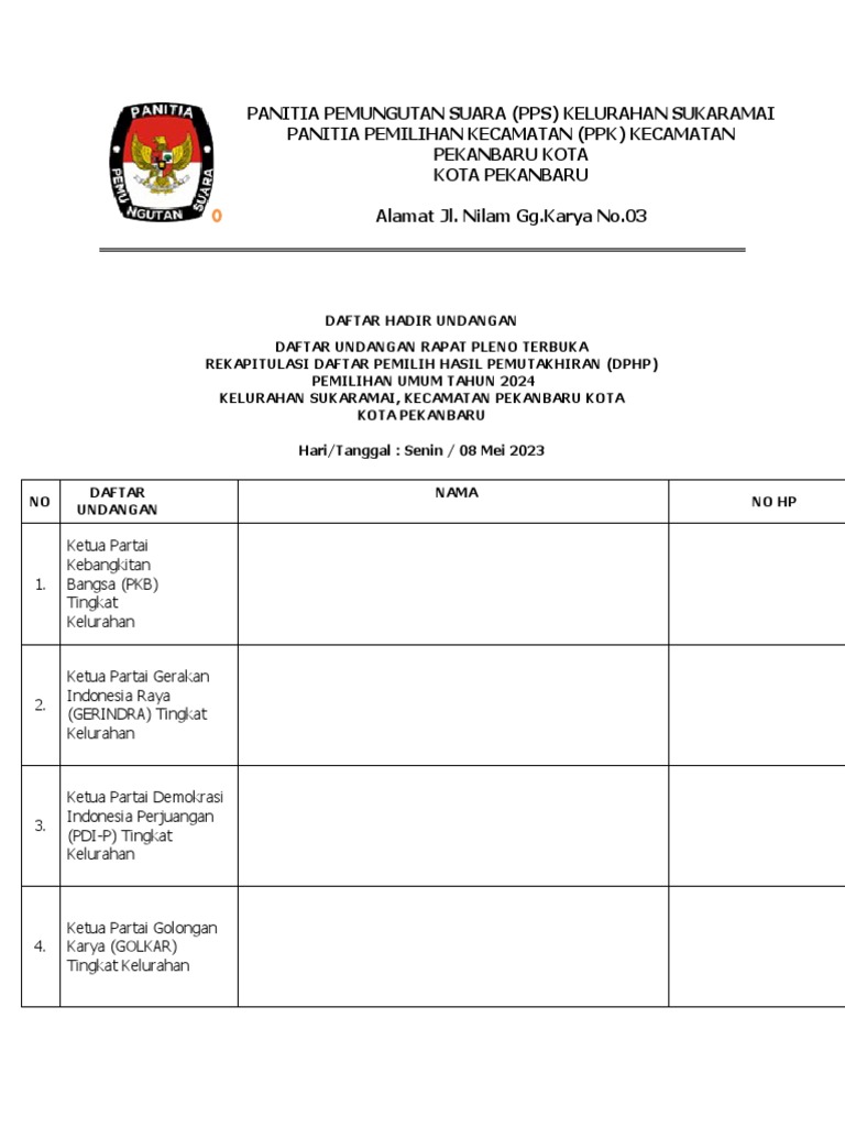 Rapat Pleno Terbuka DPHP Sukaramai 2024 | PDF