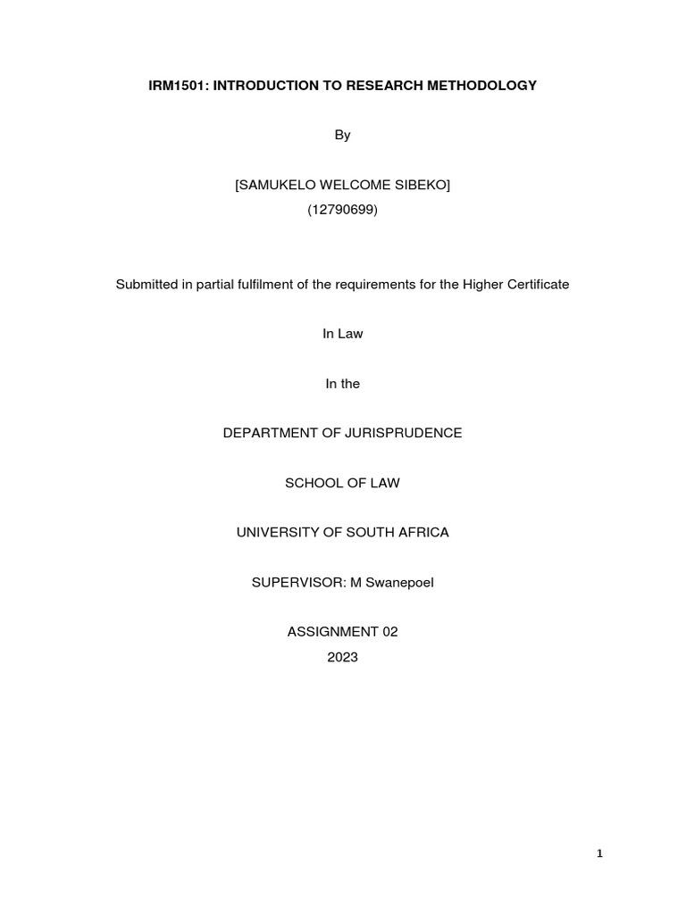 IRM1501 Assignment 2 | PDF