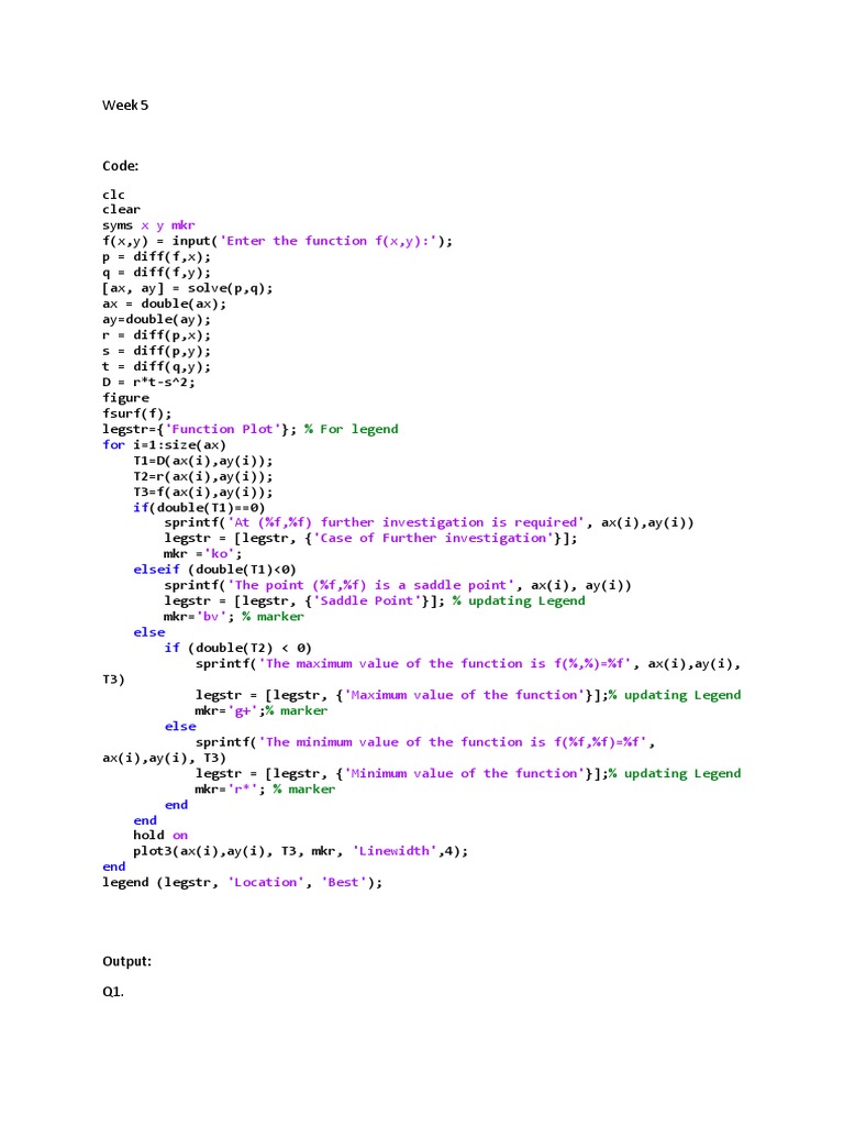 MatLab 22BAI1173 Week 5-8 | PDF | Computer Programming | Mathematical Analysis