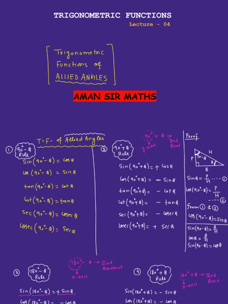 Trigonometric Functions 04 - Class Notes - Bhannat Maths | PDF