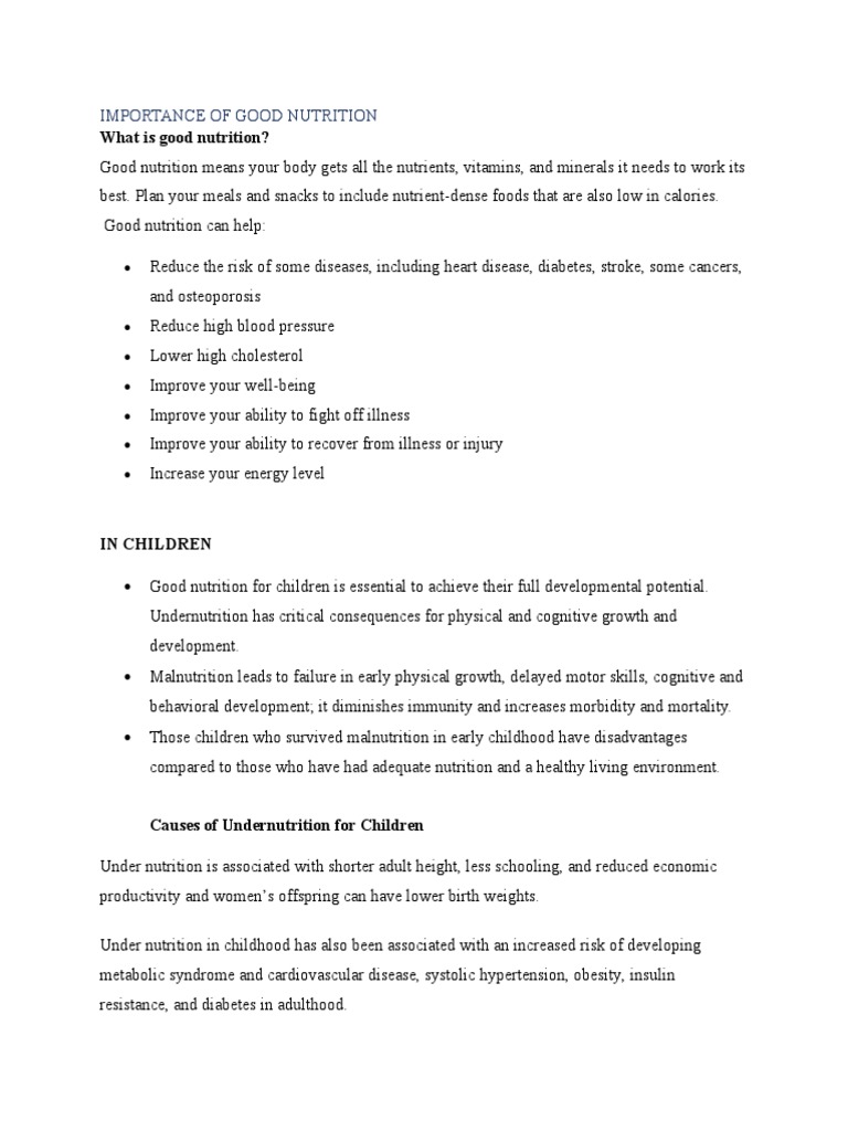 Nutrition for Children's Growth | PDF | Nutrients | Nutrition