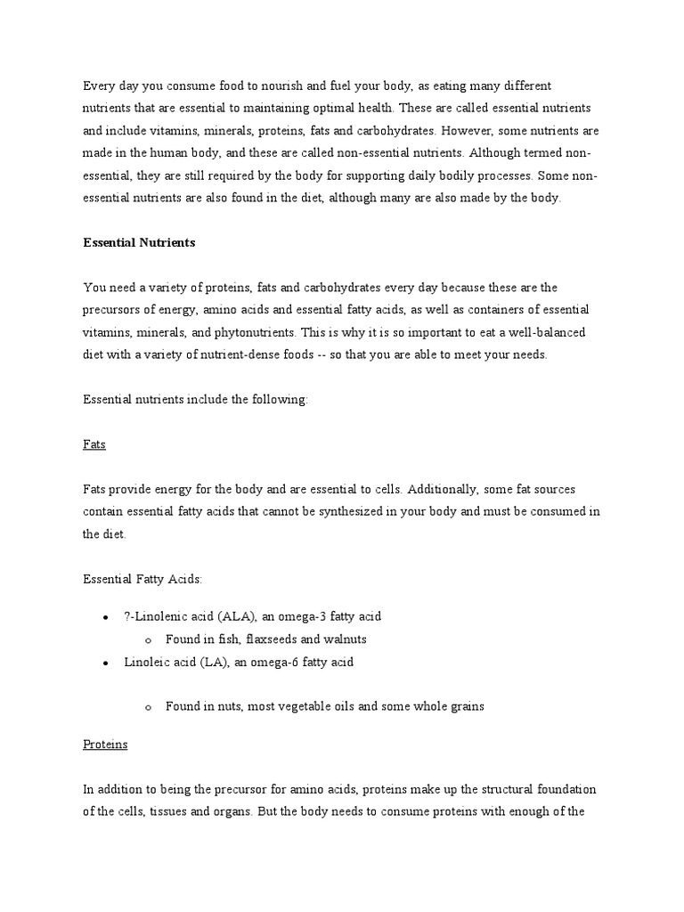 Understanding Non-Essential Nutrients | PDF | Wellness