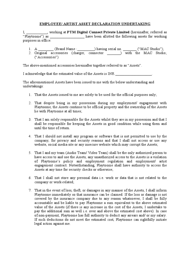 Other Gadgets (Other Than Laptop) Declaration Form | PDF