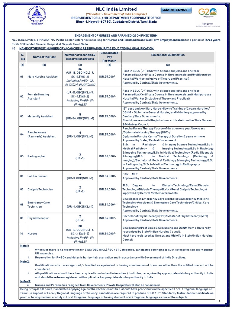Engagement of Nurses & Paramedics Notification May 2023 | PDF