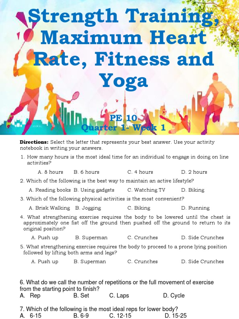 Pe10 Q1 Strength Training Mhrfitness and Yoga | PDF