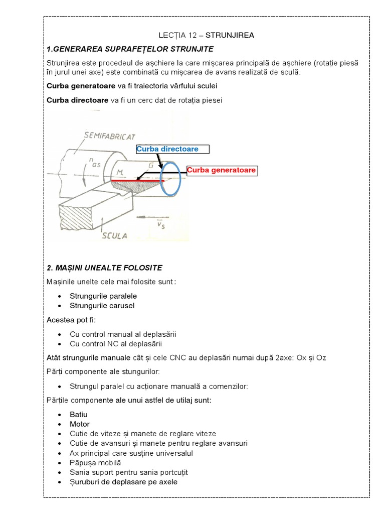 LECȚIA 12 Strunjirea | PDF
