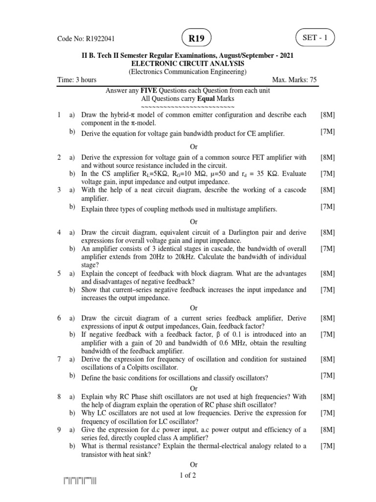 ECA External Question Paper (R19) 2020-21 | PDF