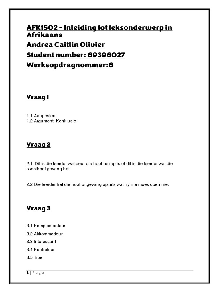 Afk1502 Assignment 6 | PDF