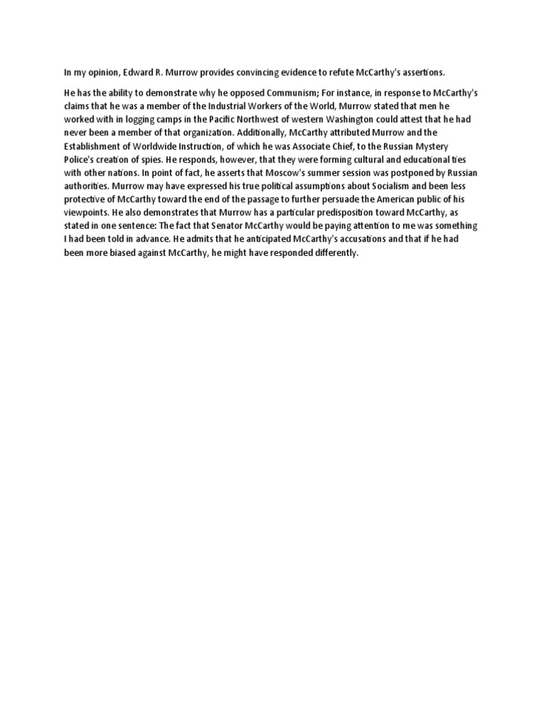 Murrow vs. McCarthy: A Rebuttal | PDF