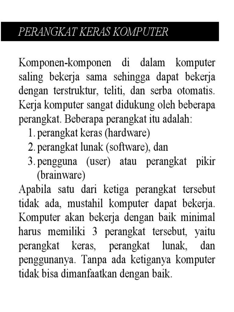 Jenis-Jenis Perangkat Keras Komputer | PDF | Komputer
