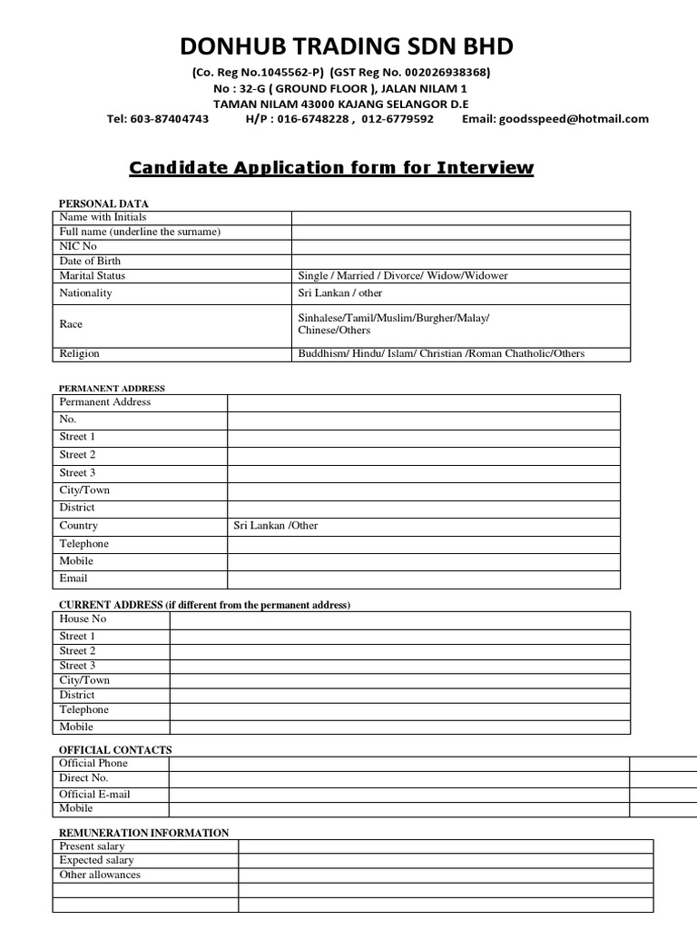 Interview Form | PDF