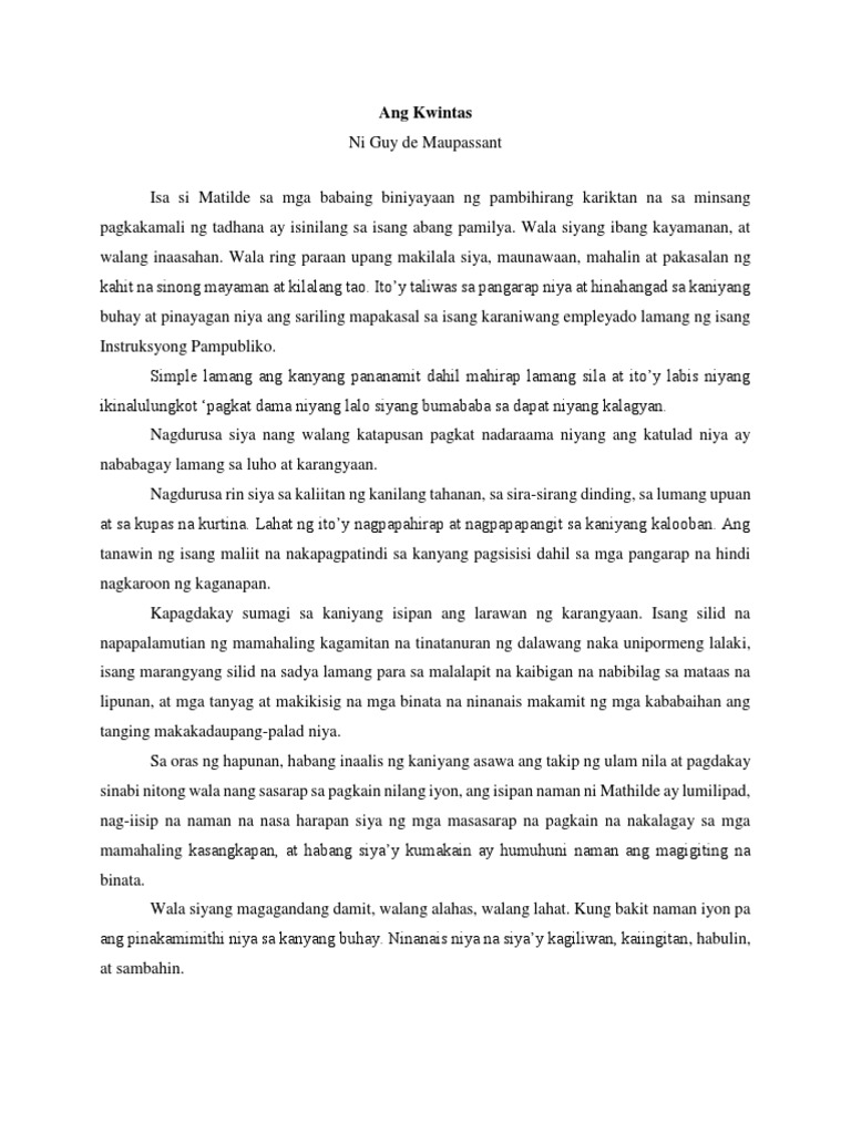 Ang Kwintas Story | PDF